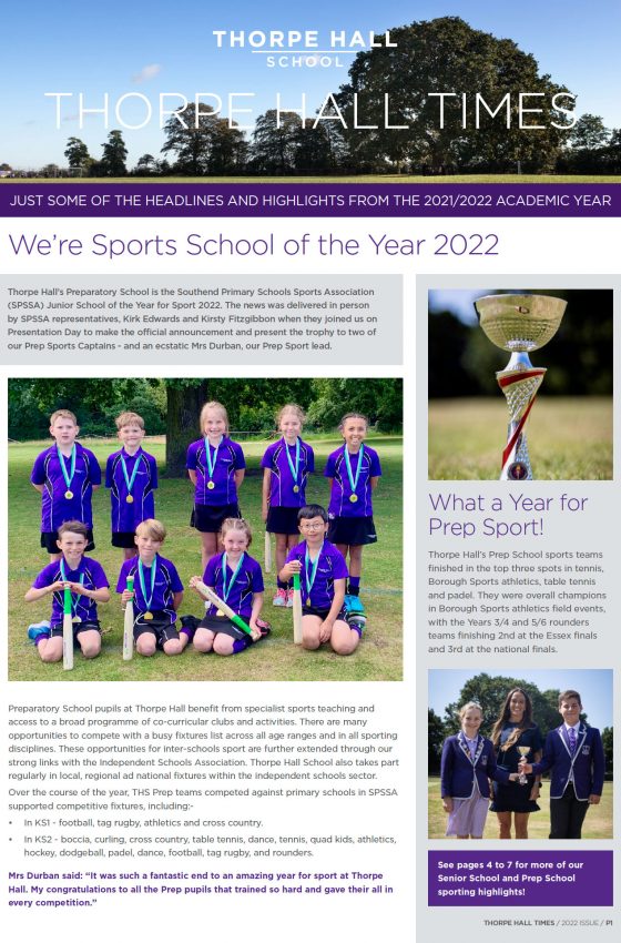 Thorpe Hall Times | Thorpe Hall School